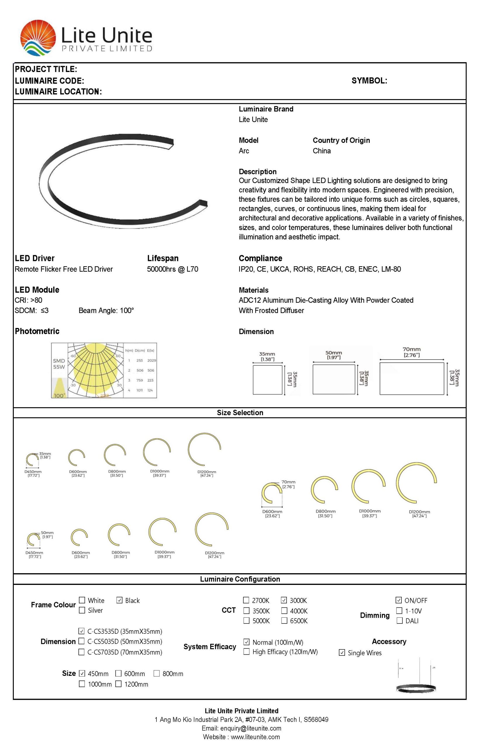 Ready Made Shapes | Arc | Suspended Linear