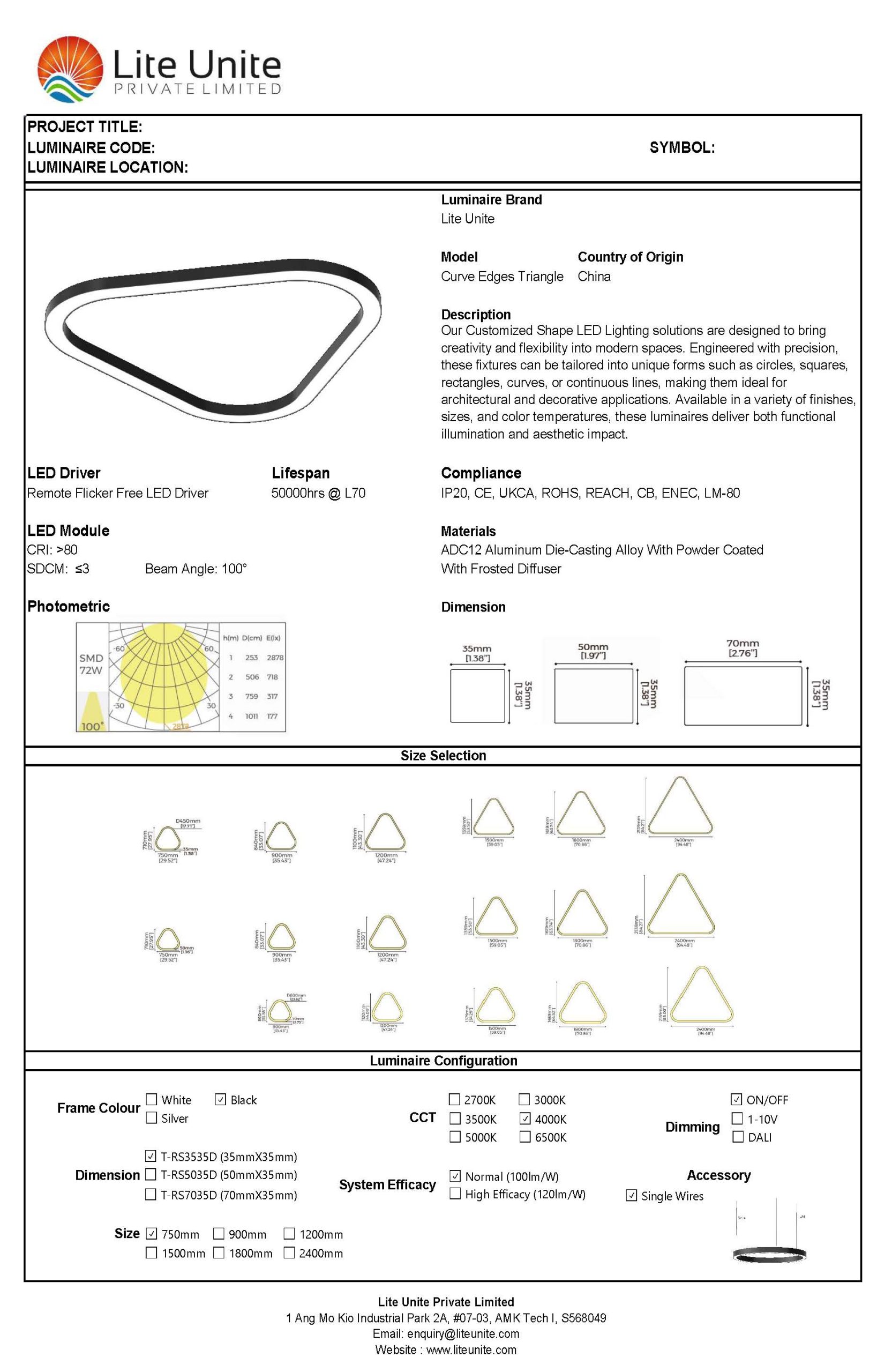 Ready Made Shapes | Curve Edges Triangle | Suspended Linear
