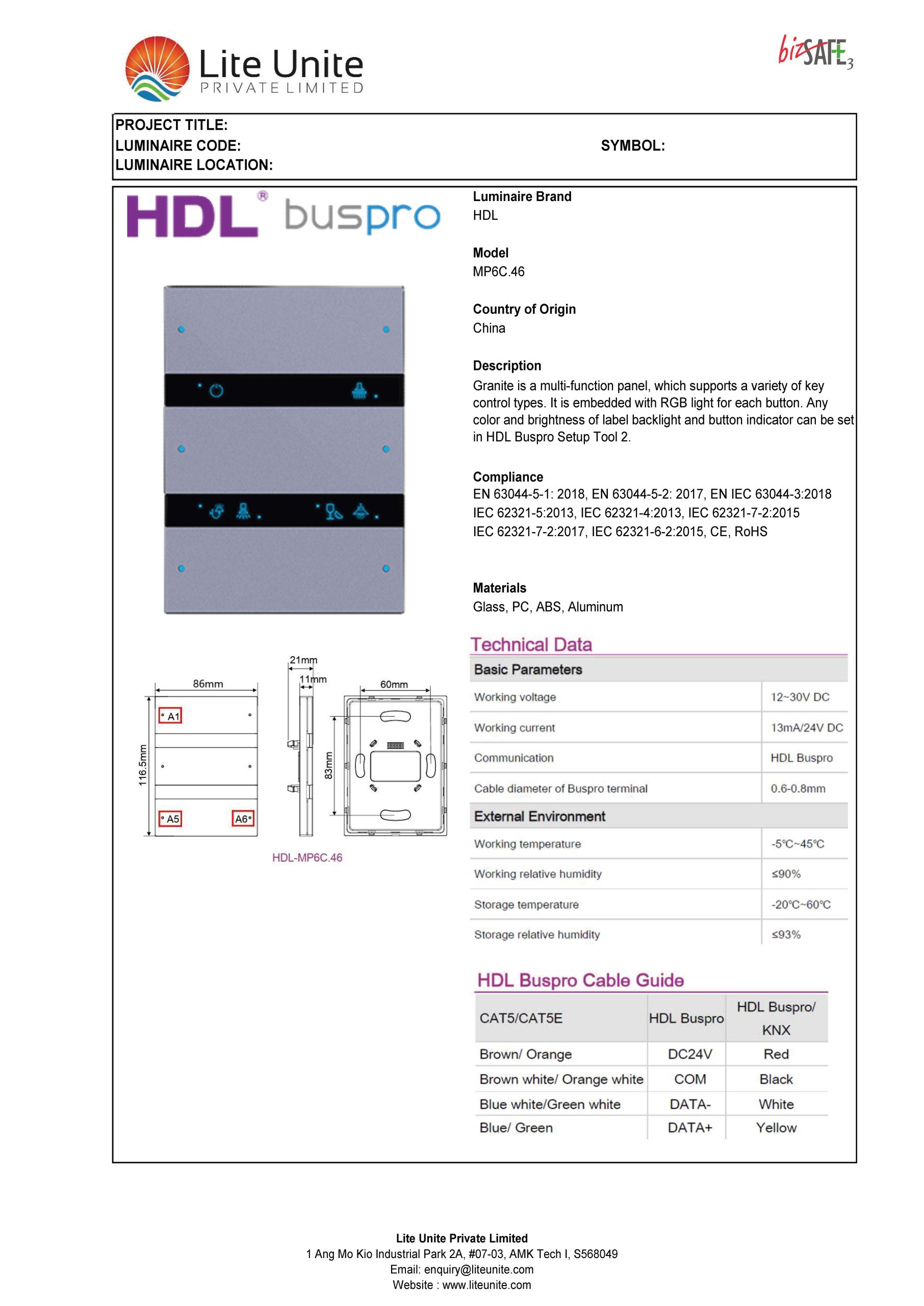 Touch Panel - Granite US - Lite Unite